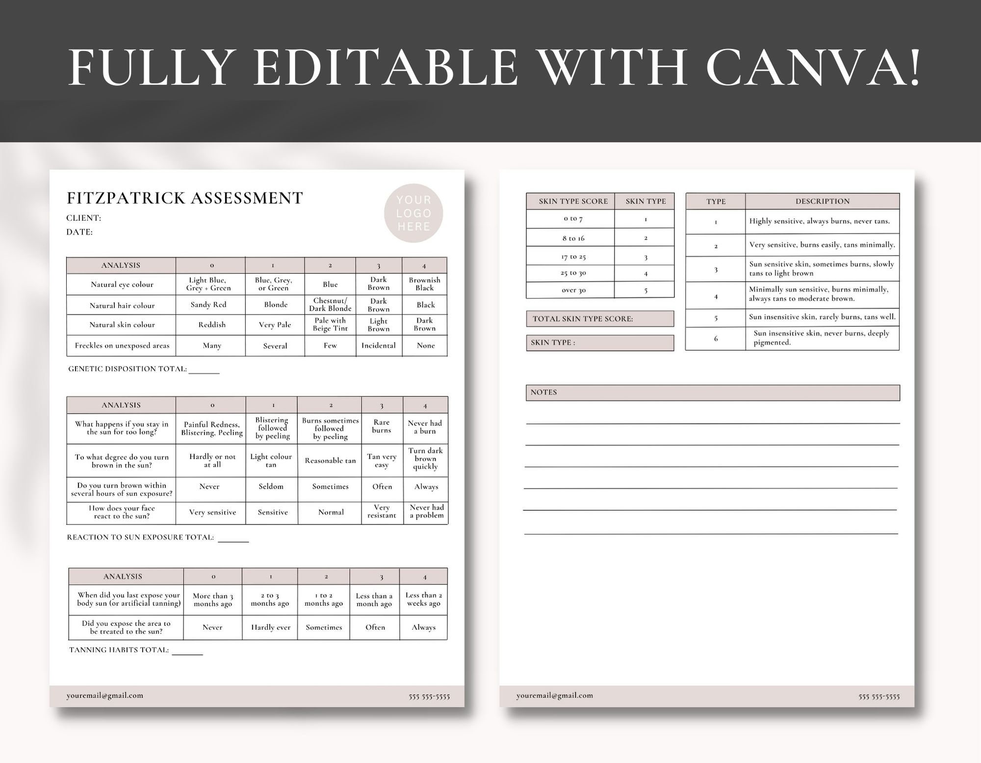 Fitzpatrick Assessment Client Form | Laser Hair Removal Client Form | Laser Hair Removal Client ...