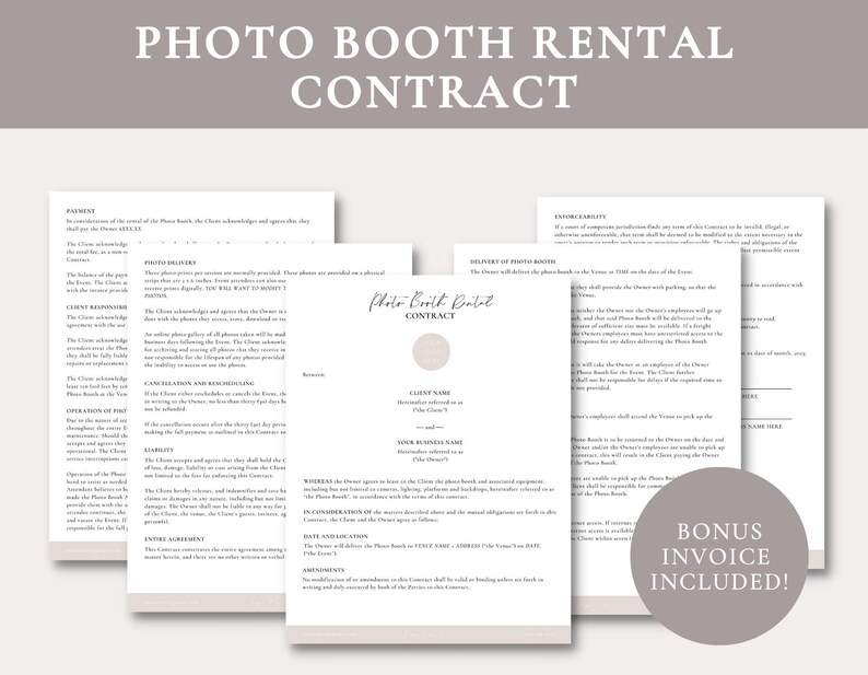 Editable Photo Booth Rental Contract | Photo Booth Rental Contract ...