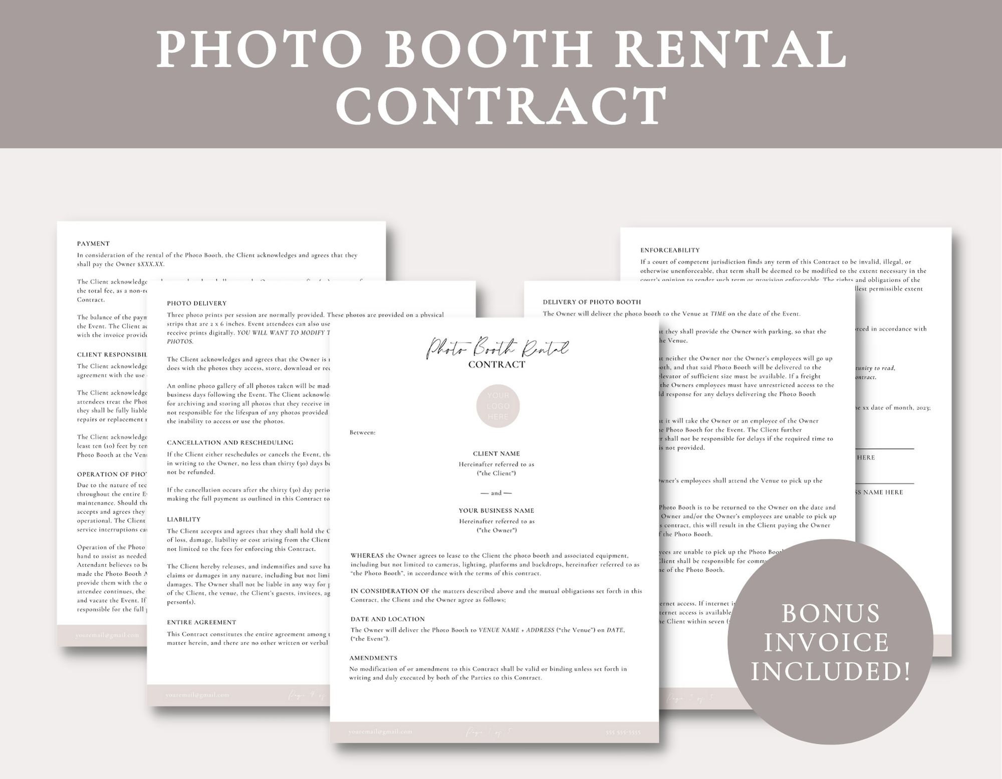 Editable Photo Booth Rental Contract | Photo Booth Rental Contract ...