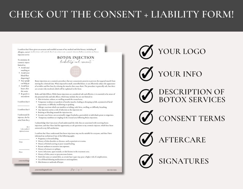 Botox Client Liability and Consent Form | Botox Form | Botox Waiver ...