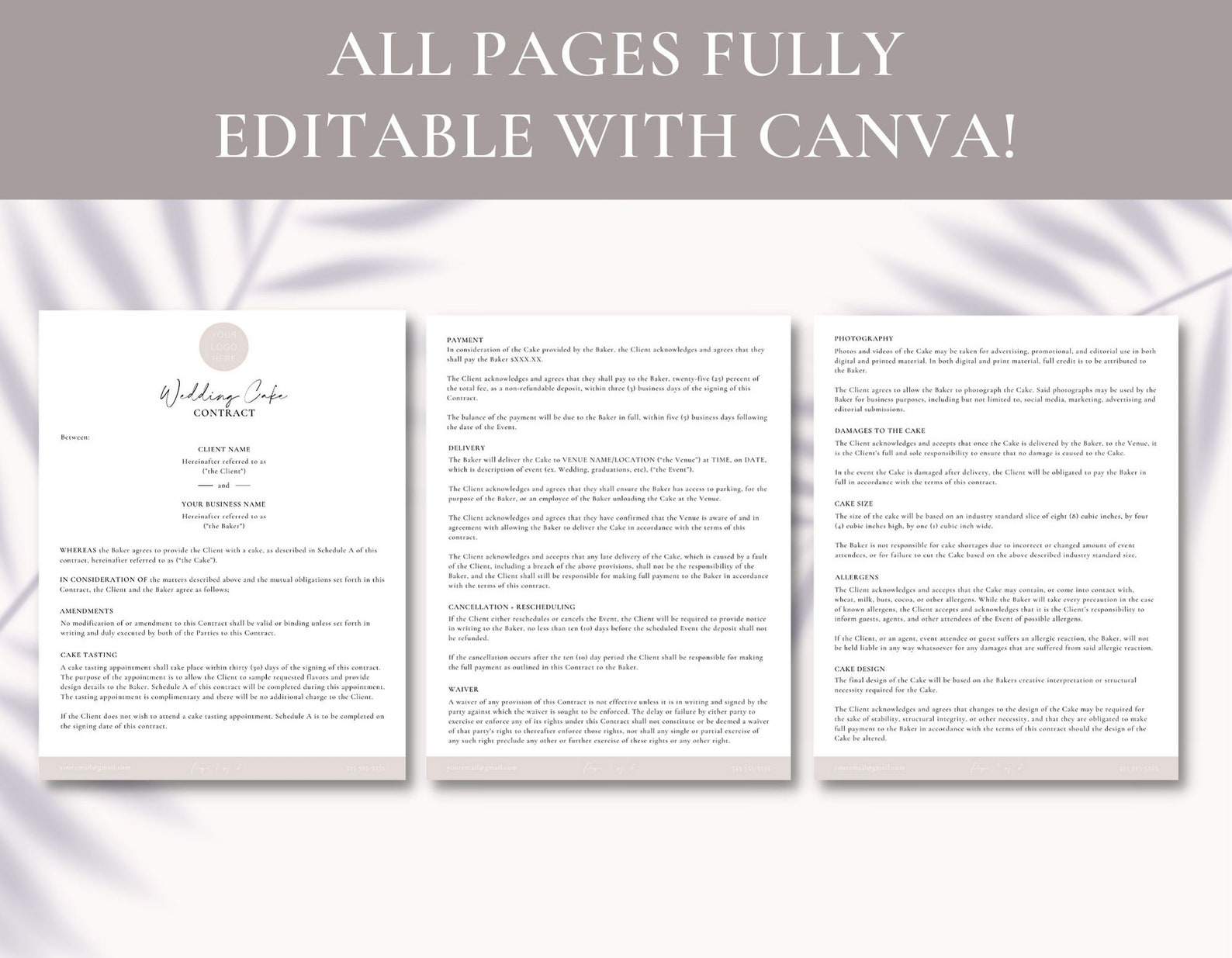 Editable Wedding Cake Contract Template Wedding Cake - Etsy Canada