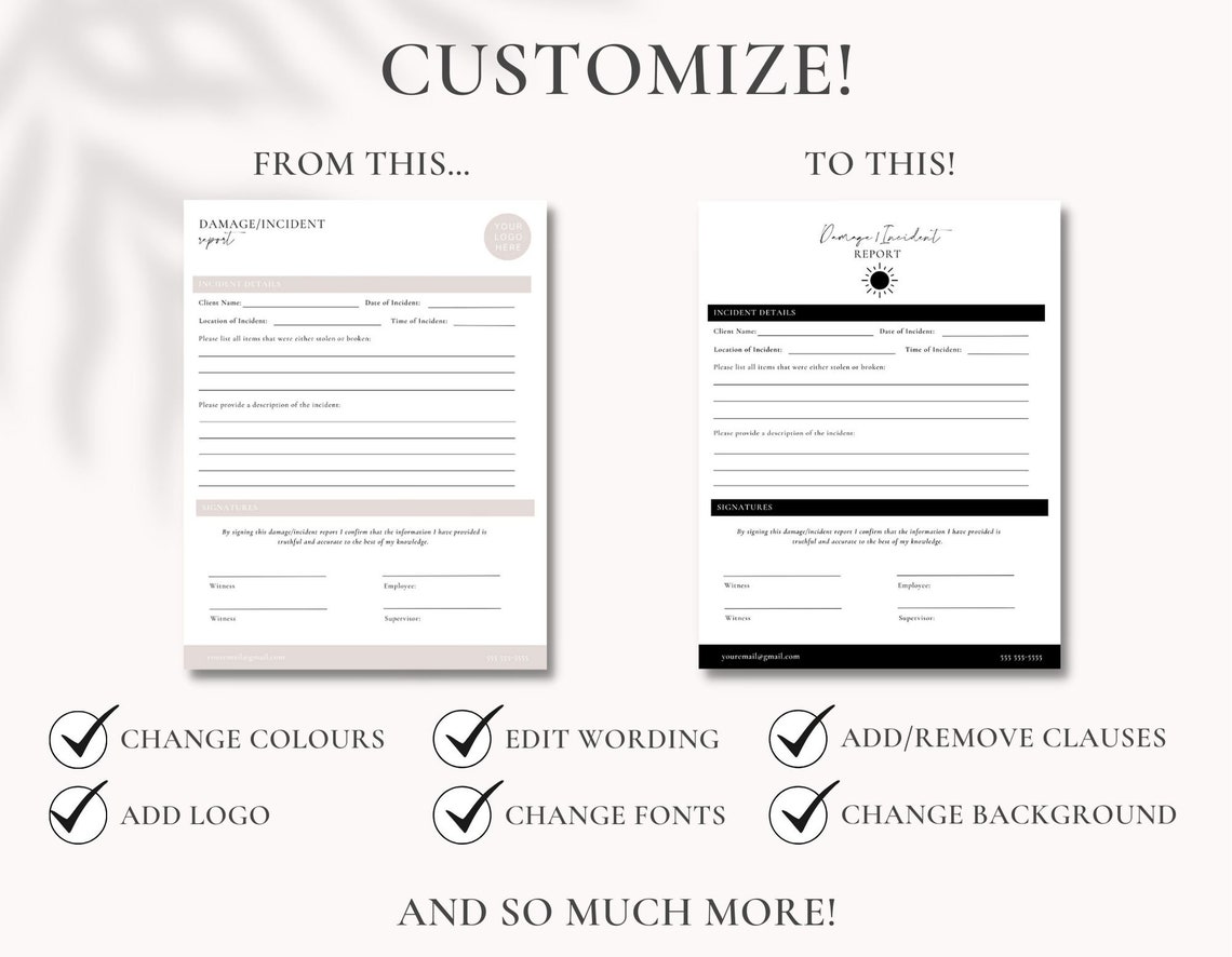 Editable Damage Incident Report Form | Incident Report Form | Damage ...