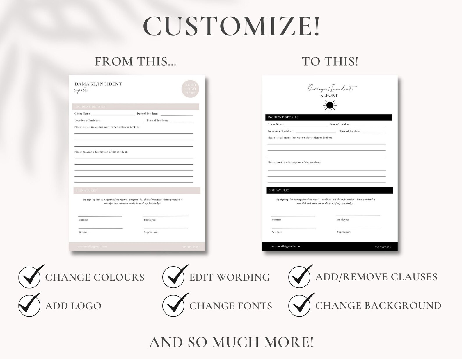 Editable Damage Incident Report Form | Incident Report Form | Damage ...