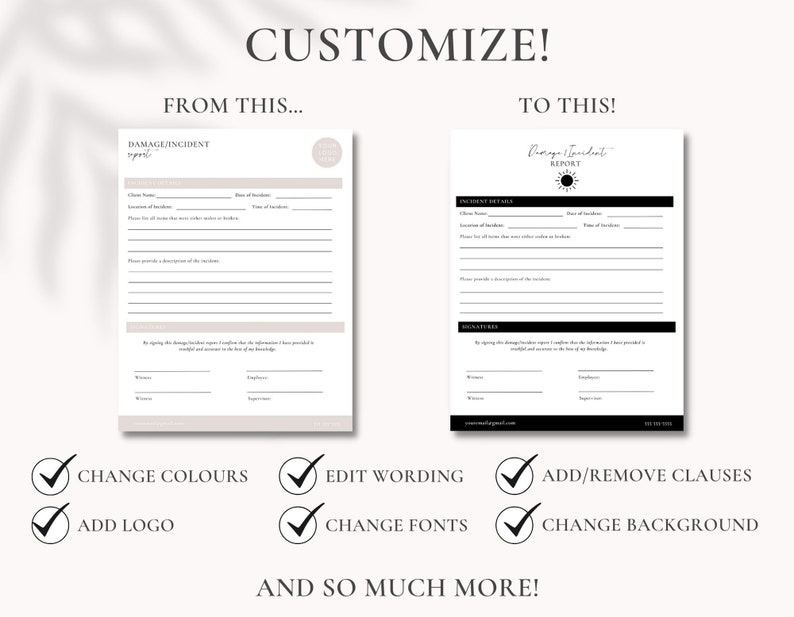 Editable Damage Incident Report Form | Incident Report Form | Damage ...