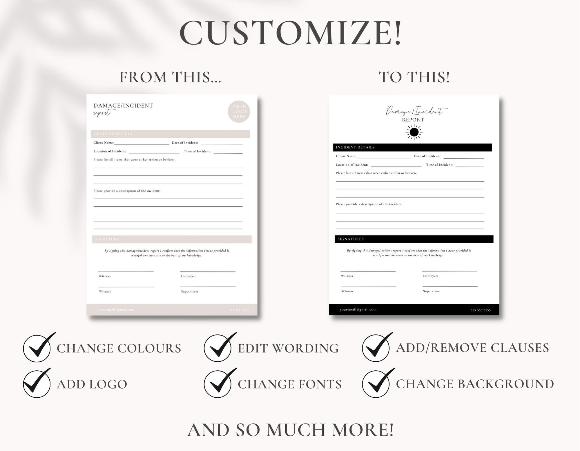 Editable Damage Incident Report Form | Incident Report Form | Damage ...