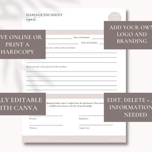Editable Damage Incident Report Form | Incident Report Form | Damage ...
