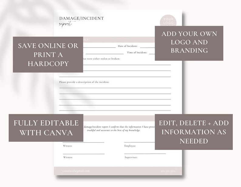 Editable Damage Incident Report Form | Incident Report Form | Damage ...