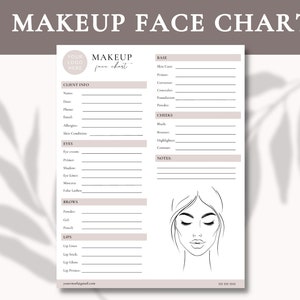 Editable Makeup Face Chart | Makeup Artist Template | Makeup Artist ...