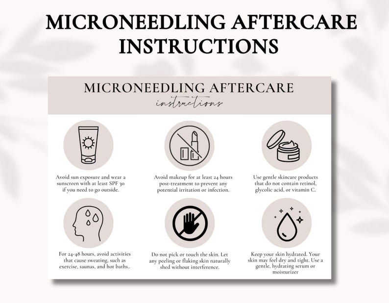 Microneedling Aftercare Card Printable Canva Template Digital ...
