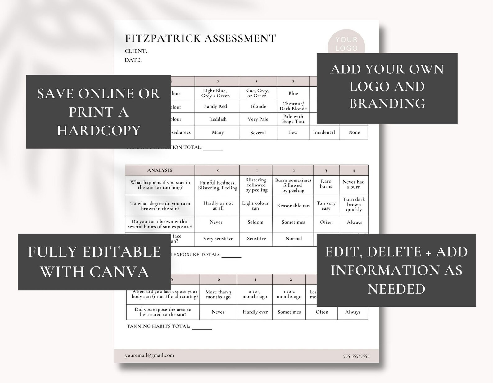 Fitzpatrick Assessment Client Form | Laser Hair Removal Client Form ...