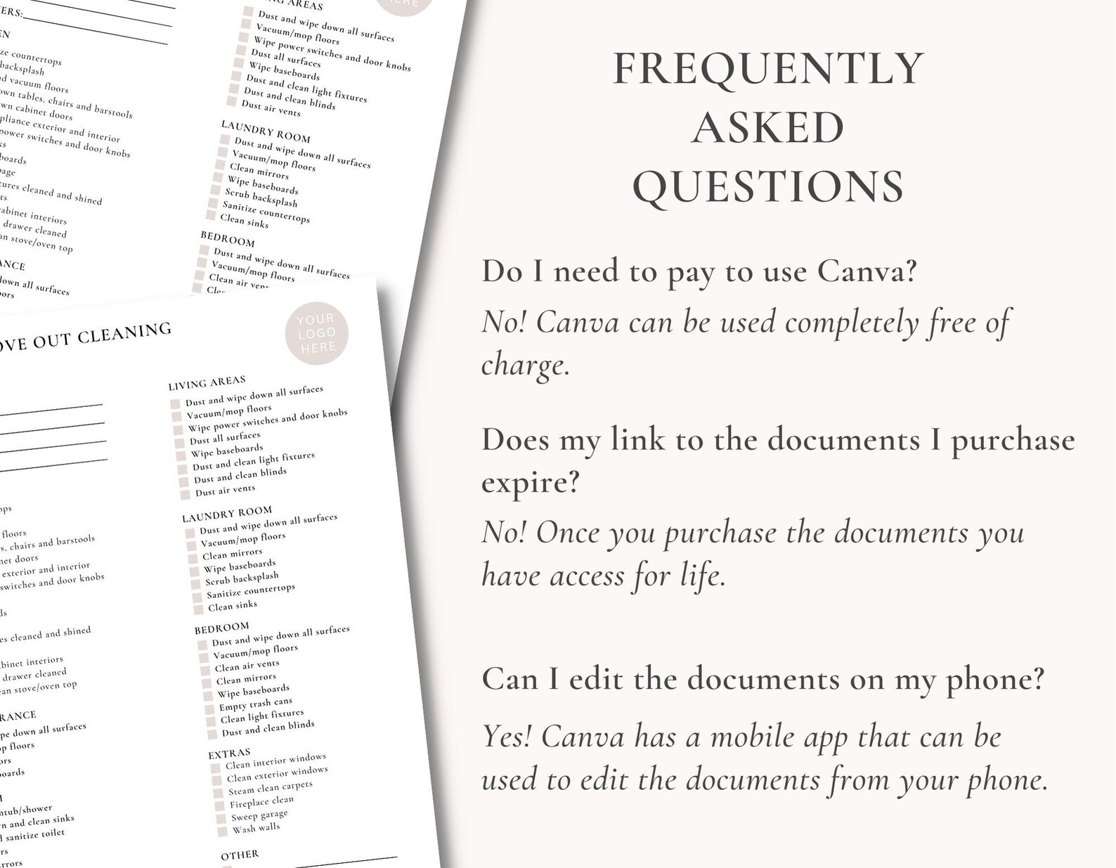 Move in and Move Out Cleaning Check List Template Editable - Etsy