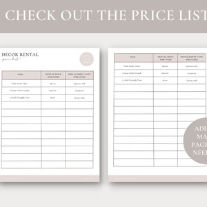 Event Decor Rental Document Bundle | Event Decor Rental Contract ...