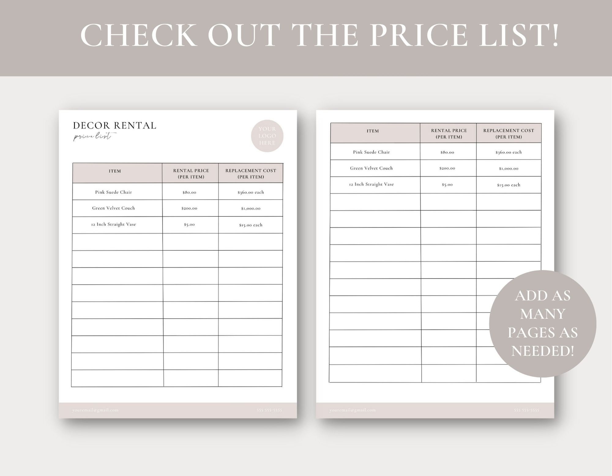 Event Decor Rental Document Bundle | Event Decor Rental Contract ...