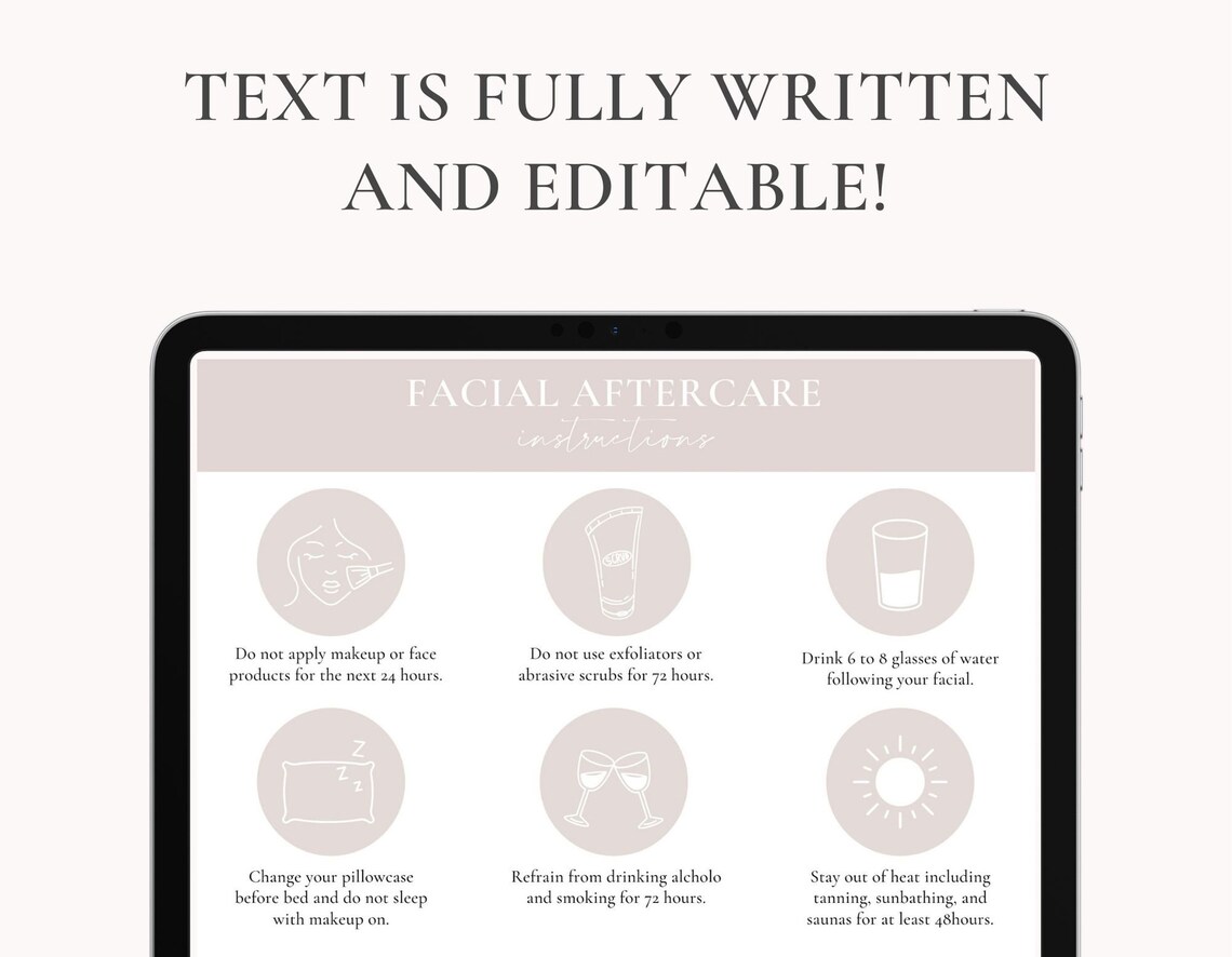 Facial Aftercare Instruction Card | Facial Client Form | Documents for ...