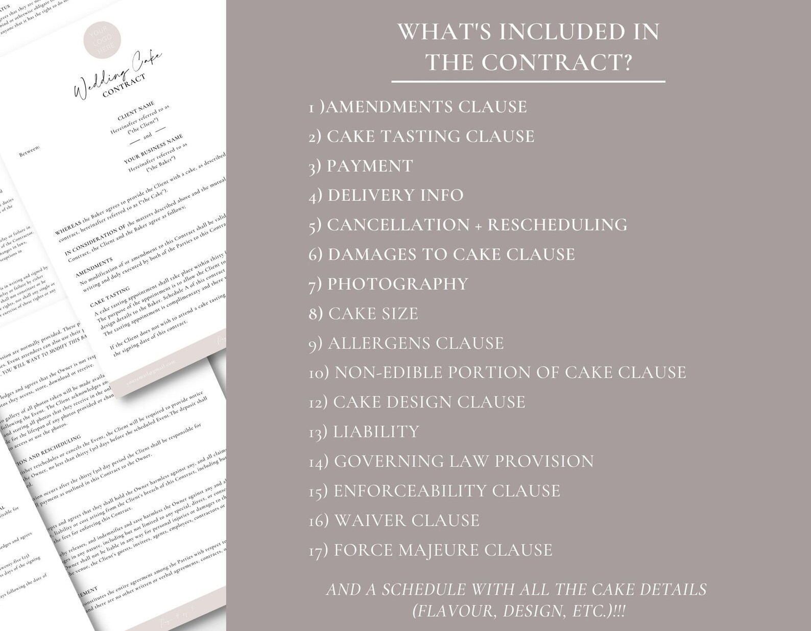 Editable Wedding Cake Contract Template Wedding Cake Contract Wedding ...