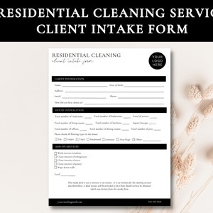 Residential Cleaning Service Client Intake Form | Cleaning Service ...