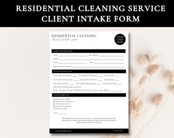 Professional Residential Cleaning Service Client Intake Form - Etsy