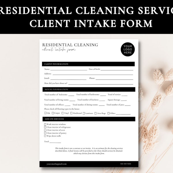 Residential Cleaning Intake Form - Etsy