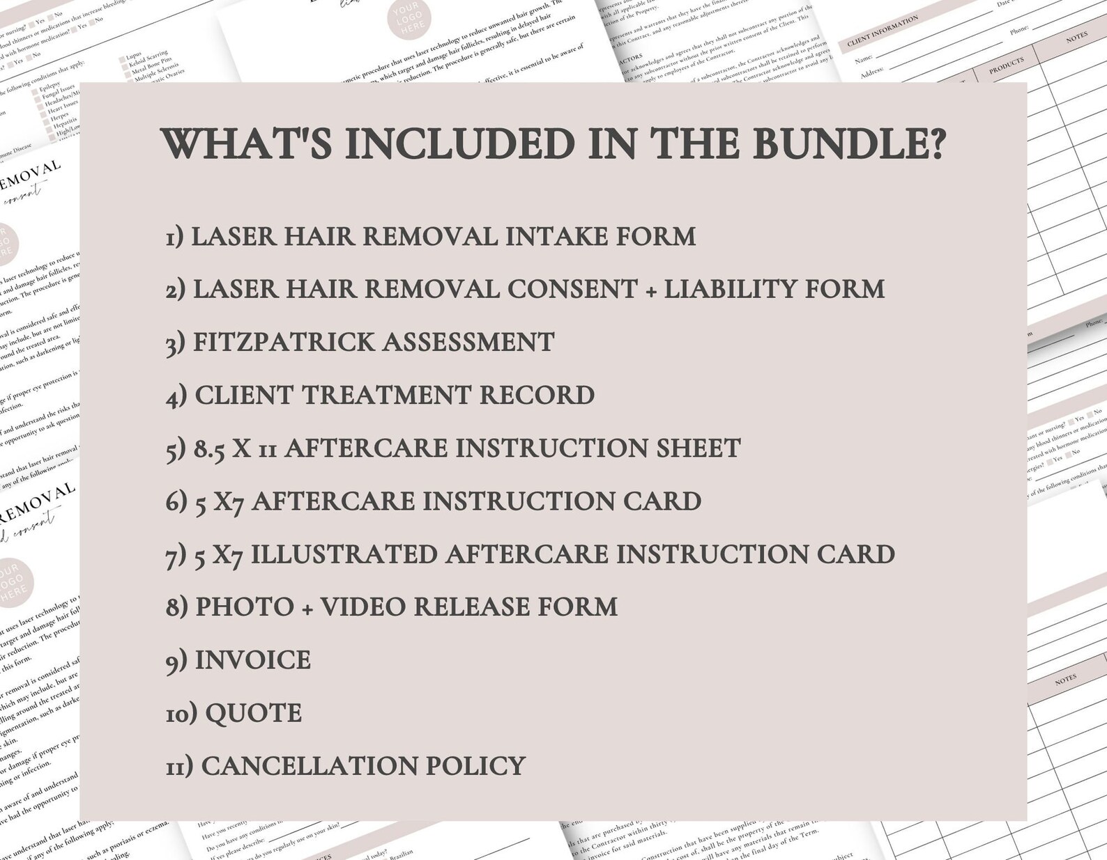 Laser Hair Removal Document Bundle | Laser Hair Removal Form Templates ...