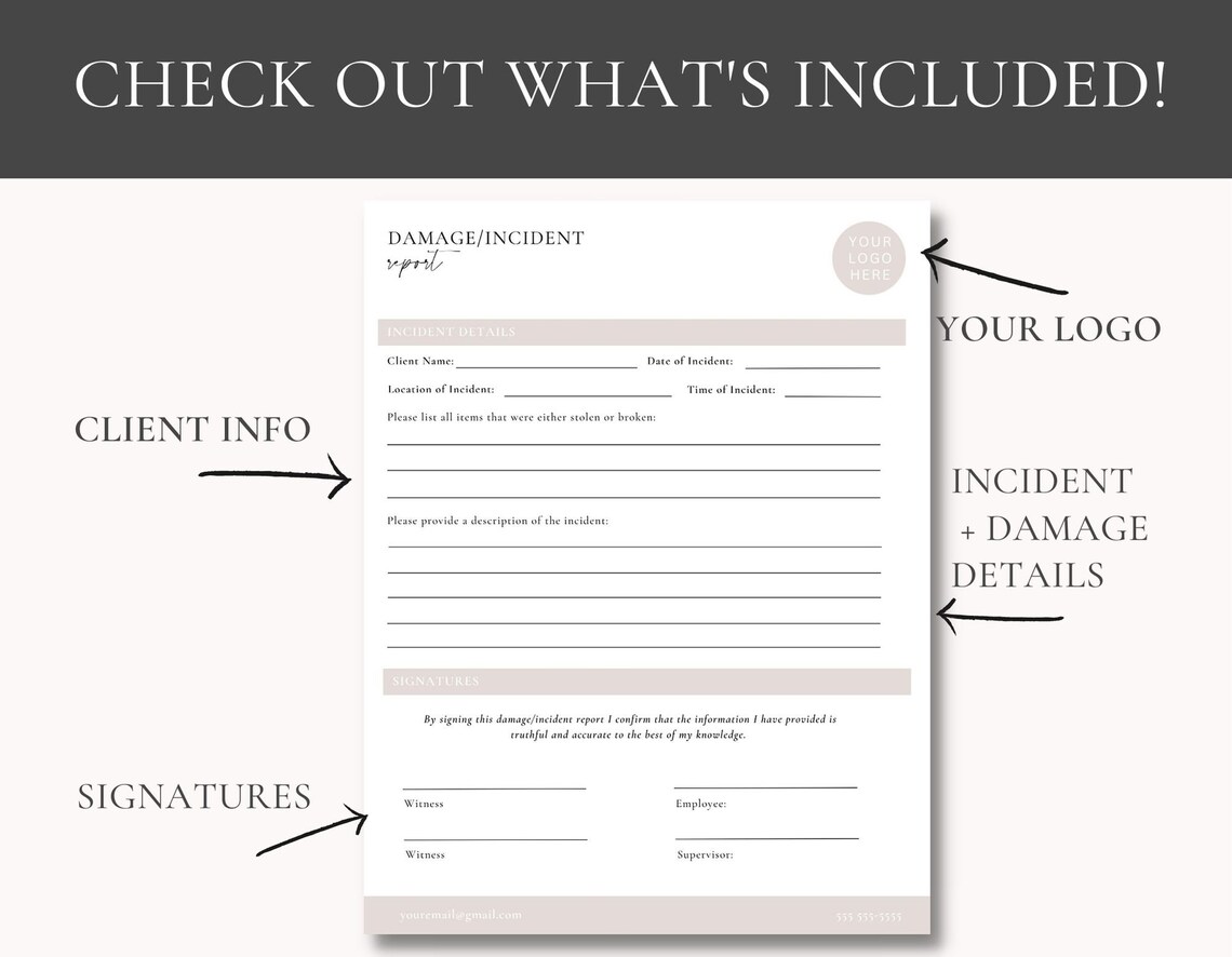 Editable Damage Incident Report Form | Incident Report Form | Damage ...