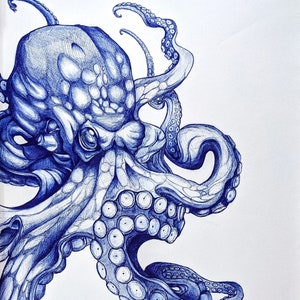 Original Art Print Octopus - Etsy