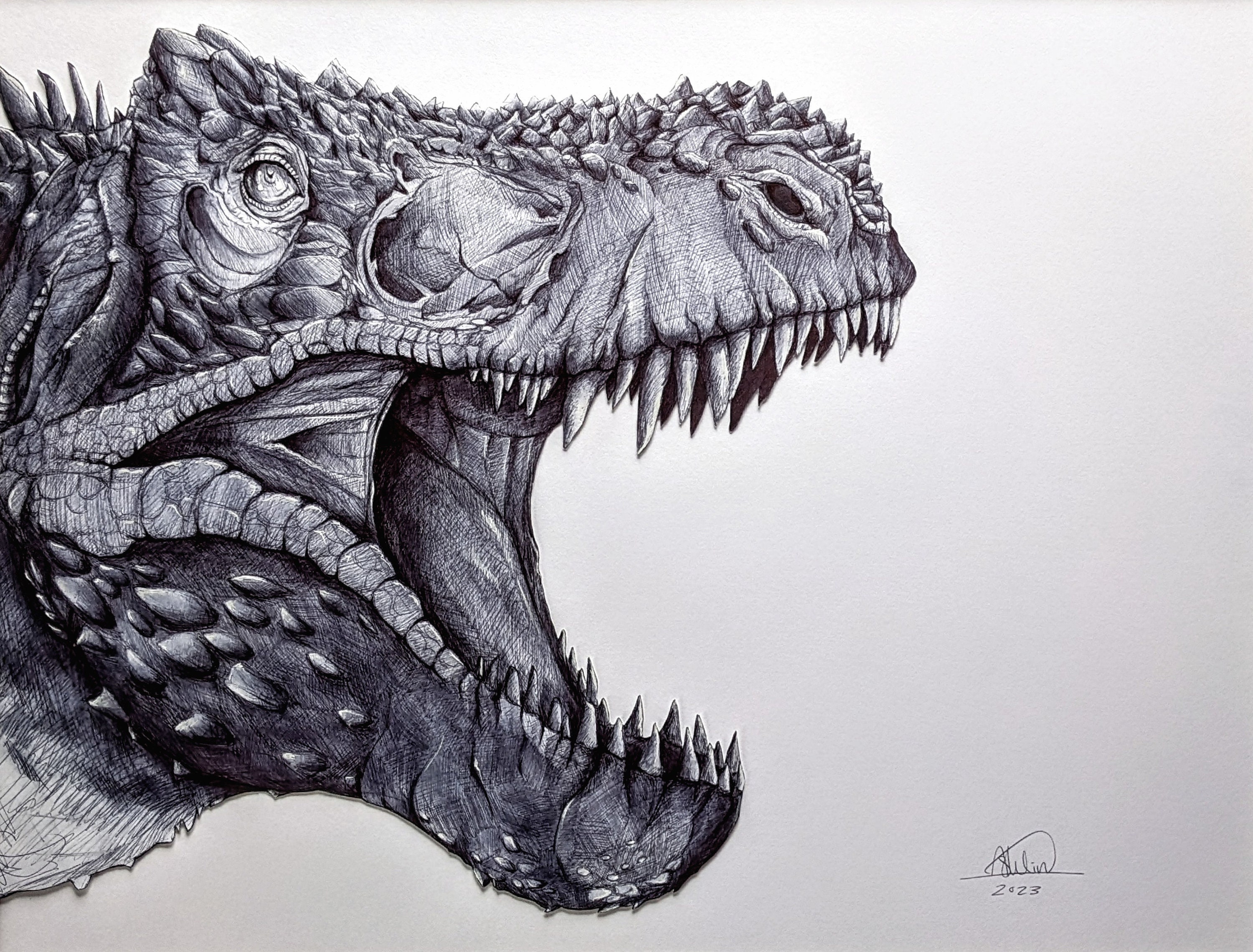 Original Art Print T Rex - Etsy