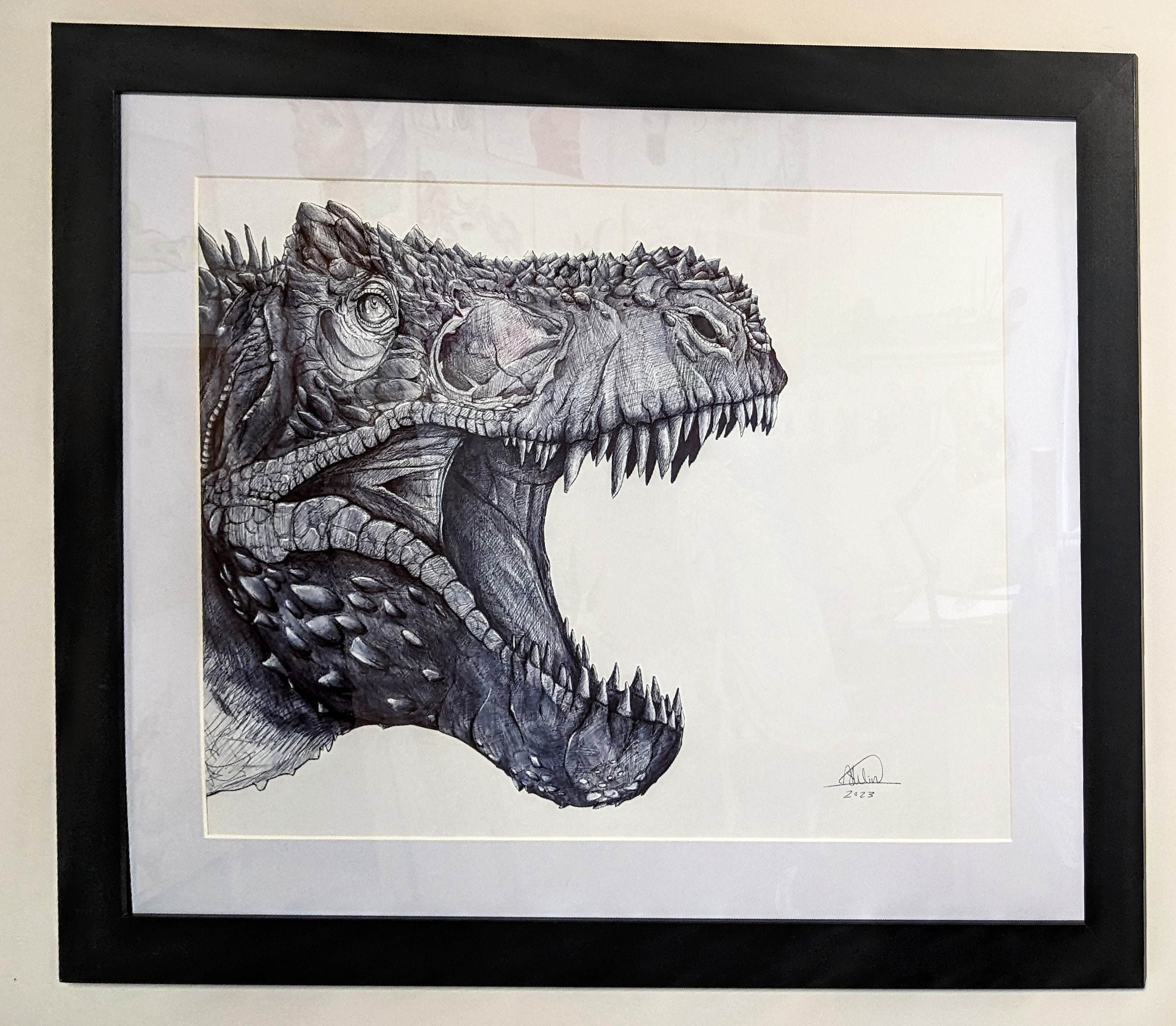 Original Art Print T Rex - Etsy