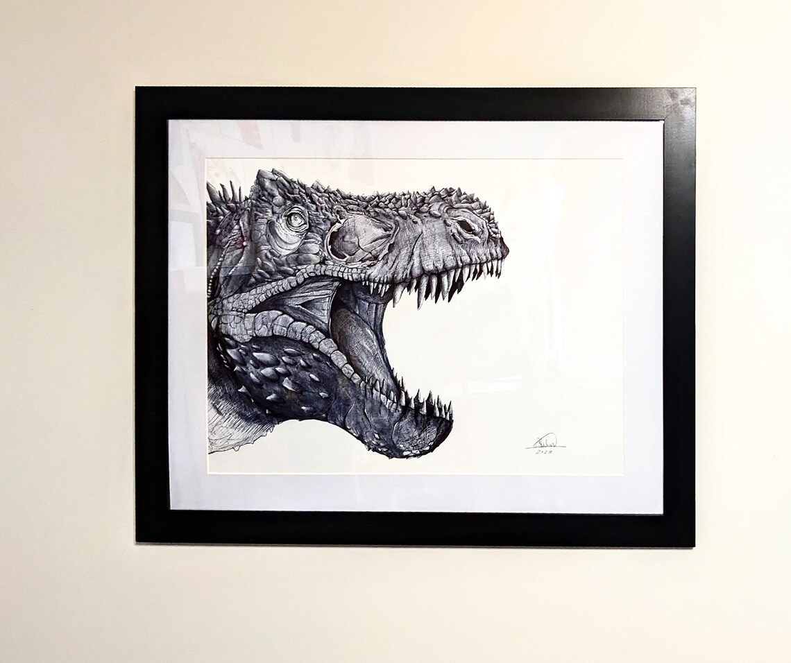 Original Art Print T Rex - Etsy
