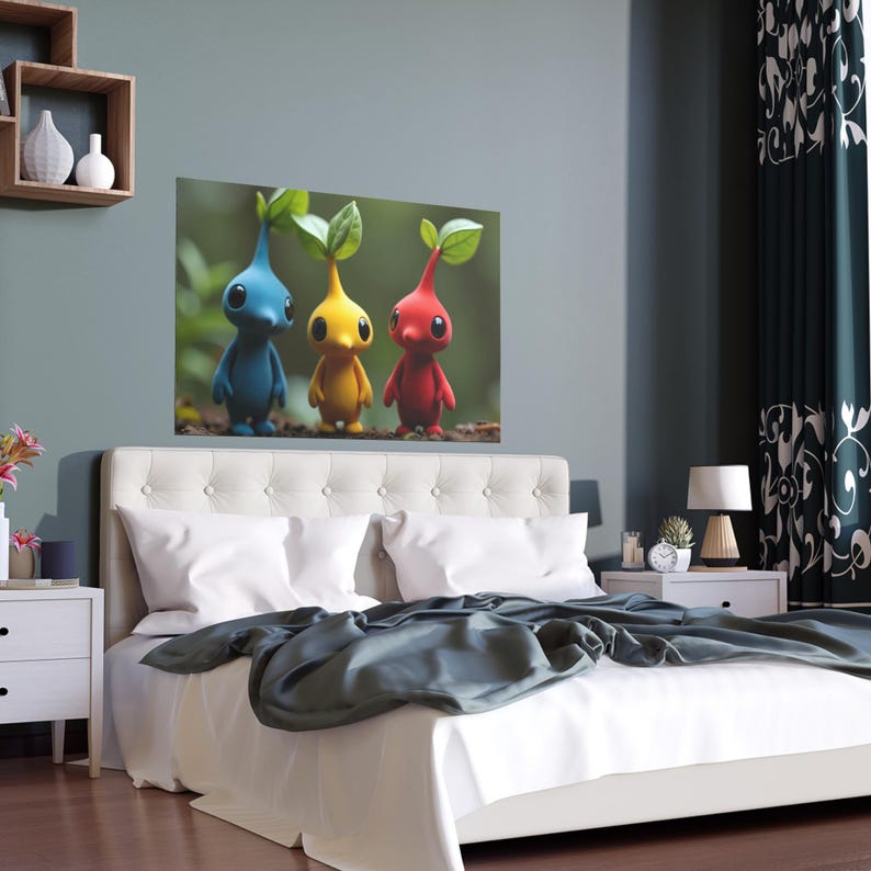 Red Blue Yellow Pikmin Silk Poster - Nostalgic Gamer Decor - Wall Art ...