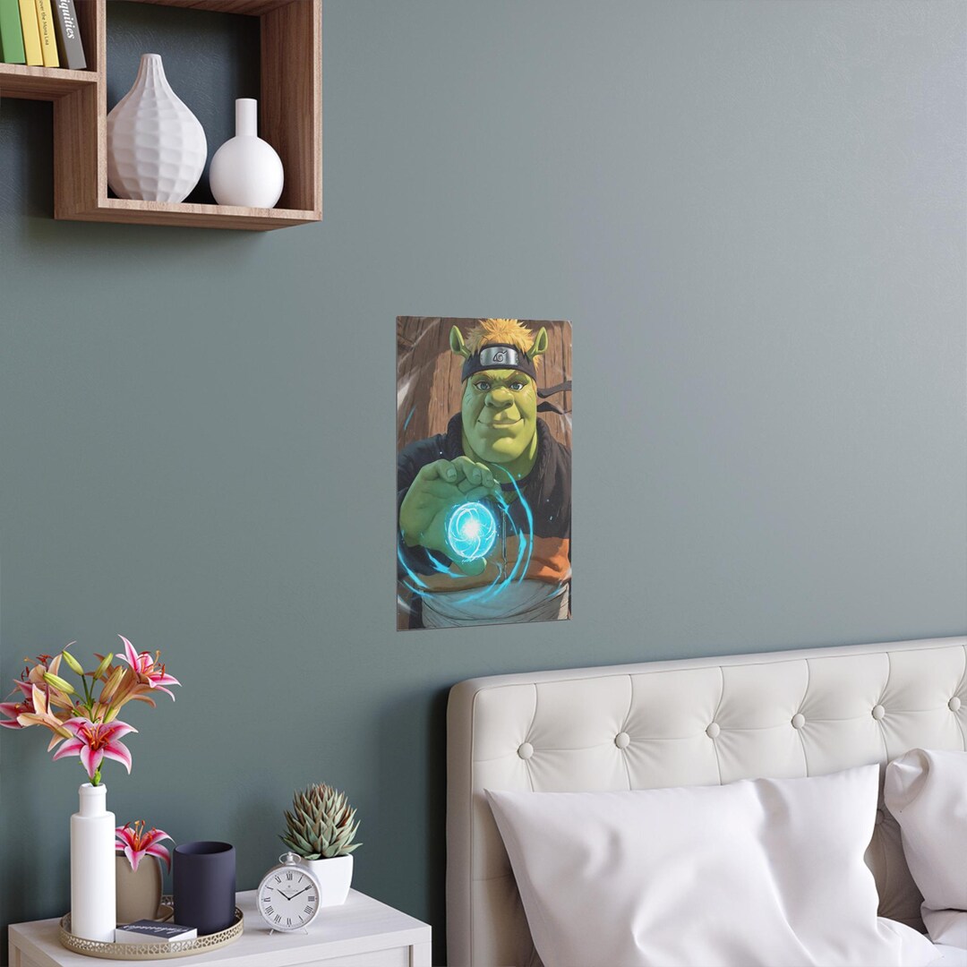 Naruto Shrek Ogre Meme Silk Poster - Funny Anime Meme Wall Art Print ...