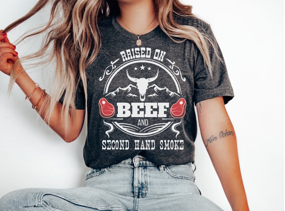 Funny Western T-shirt, Retro Beef T-shirt, Present for Cowgirl, Raised ...