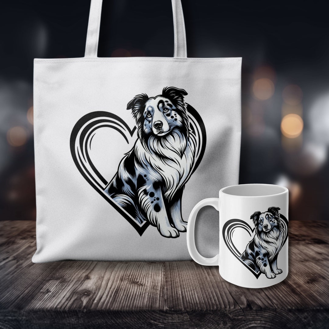 Australian Shepherd Tote Bag, Aussie Heart Mug, Heart Aussie T-shirt ...