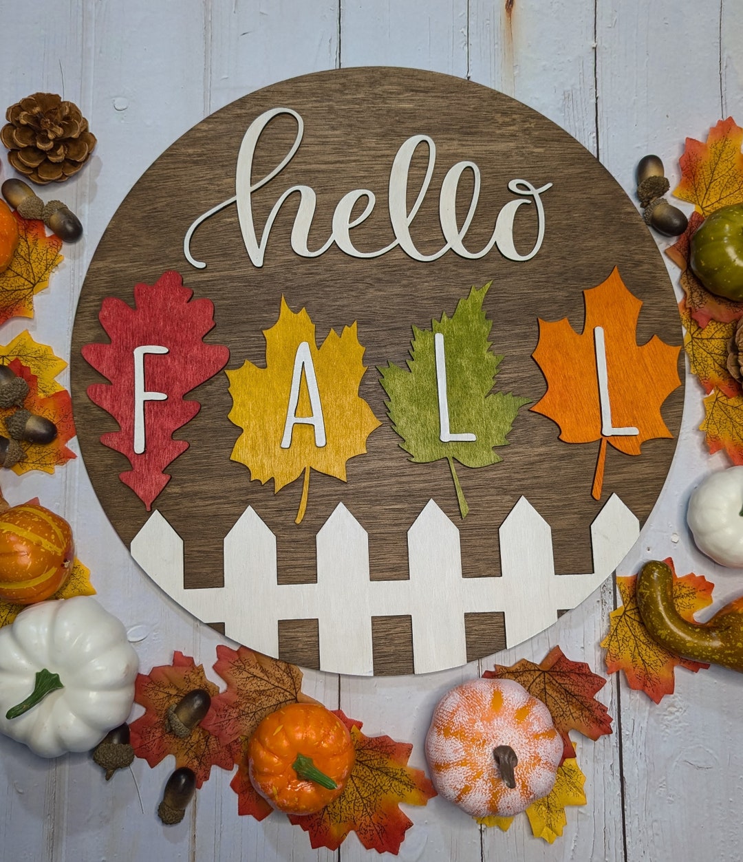 Hand Painted Autumn Leaves Wooden Door Sign - Etsy