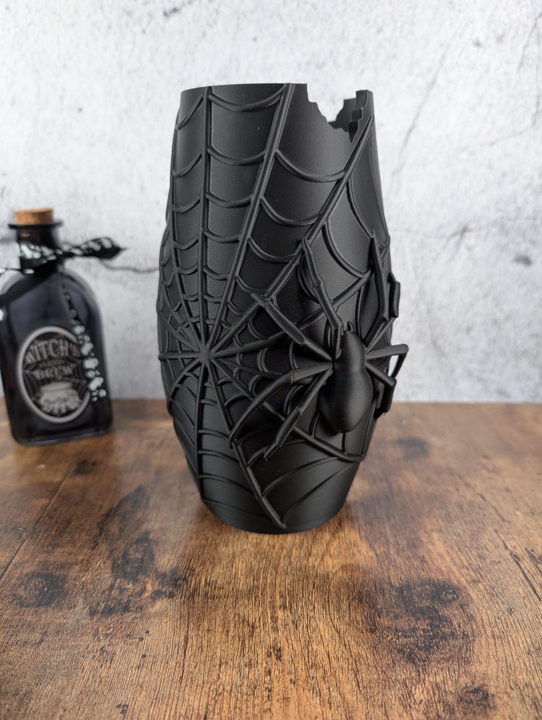 3D Printed Spiderweb Vase – Black Gothic Spider Vase, Halloween ...