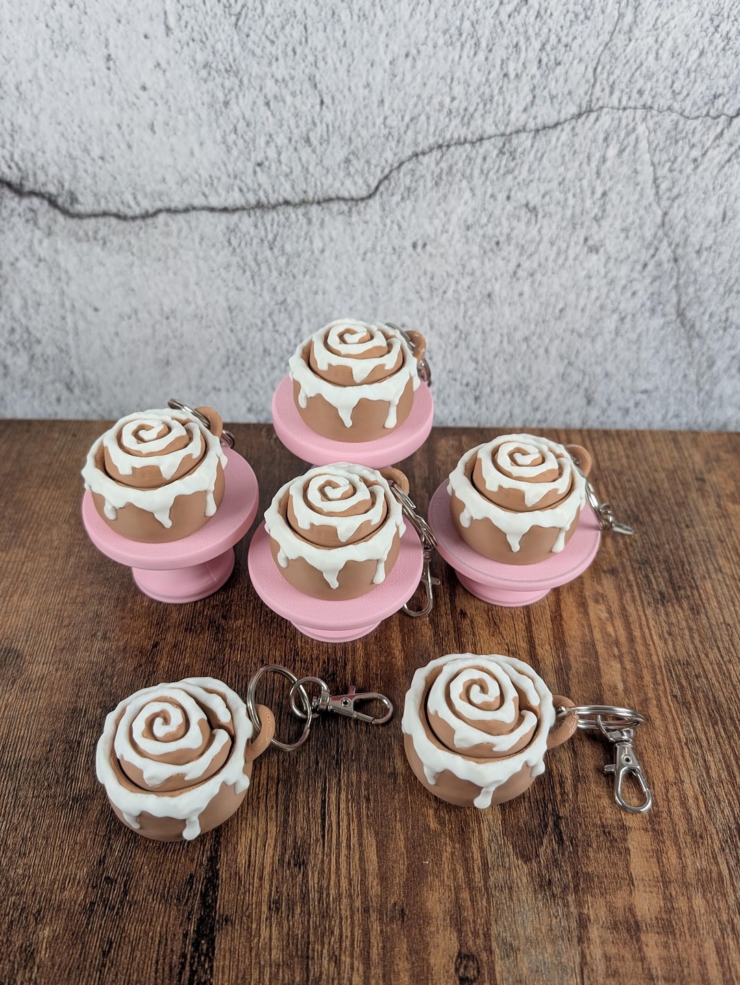3D Printed Cinnamon Roll Clicker Keychain, Cute Fidget Keyring, Sweet ...