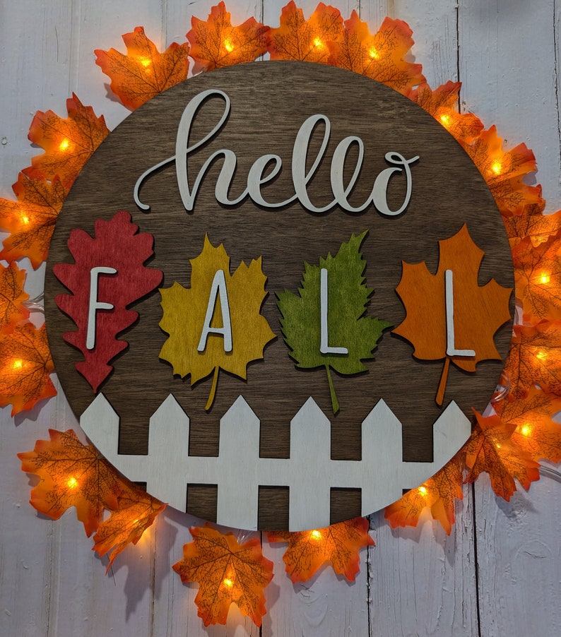 Hand Painted Autumn Leaves Wooden Door Sign - Etsy