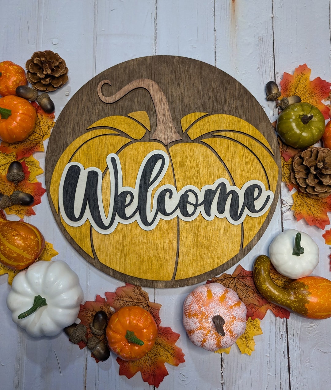 Rustic Pumpkin Welcome Sign: Autumn Door Decor - Etsy