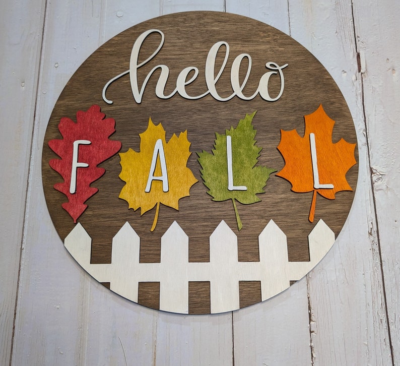 Hand Painted Autumn Leaves Wooden Door Sign - Etsy