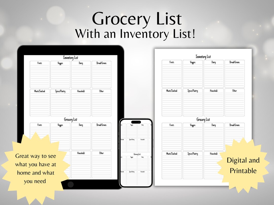 Grocery List, Printable Grocery Template, Digital Grocery Planner ...