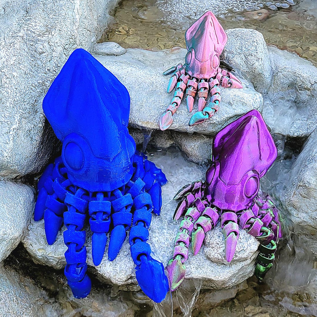 Custom Articulated Squid | 3D Printed Squid Toy | 3D Printed ...
