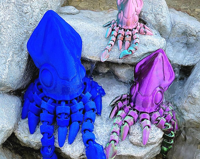 Custom Articulated Squid | 3D Printed Squid Toy | 3D Printed ...