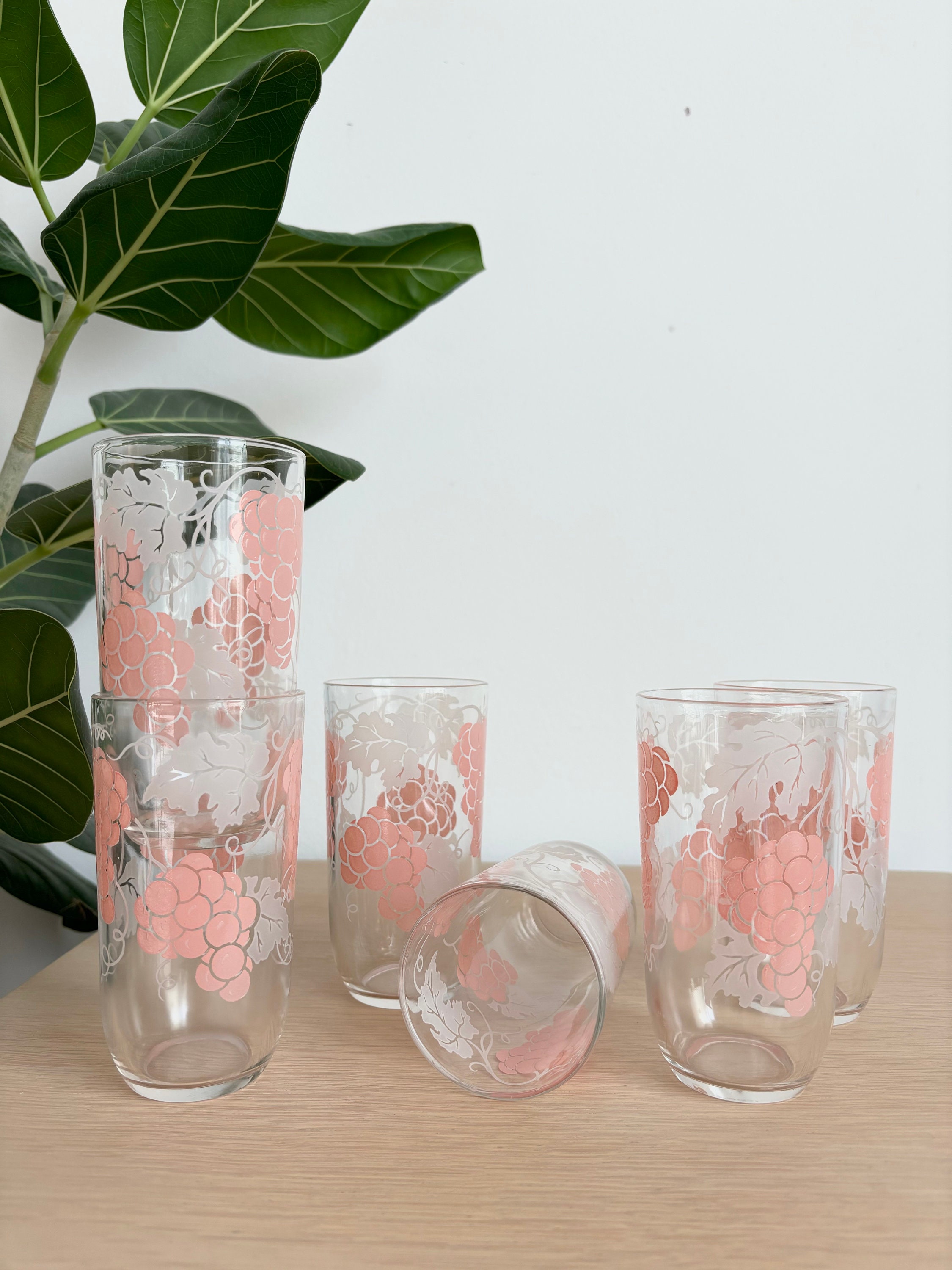 Vintage Etched Grape Vine Juice Glasses Tumblers - Etsy