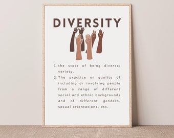 Diversity Definition Set of 3 DEI Equity Inclusion Poster Social Worker ...