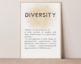 Diversity Definition Set of 3 DEI Equity Inclusion Poster Social Worker ...