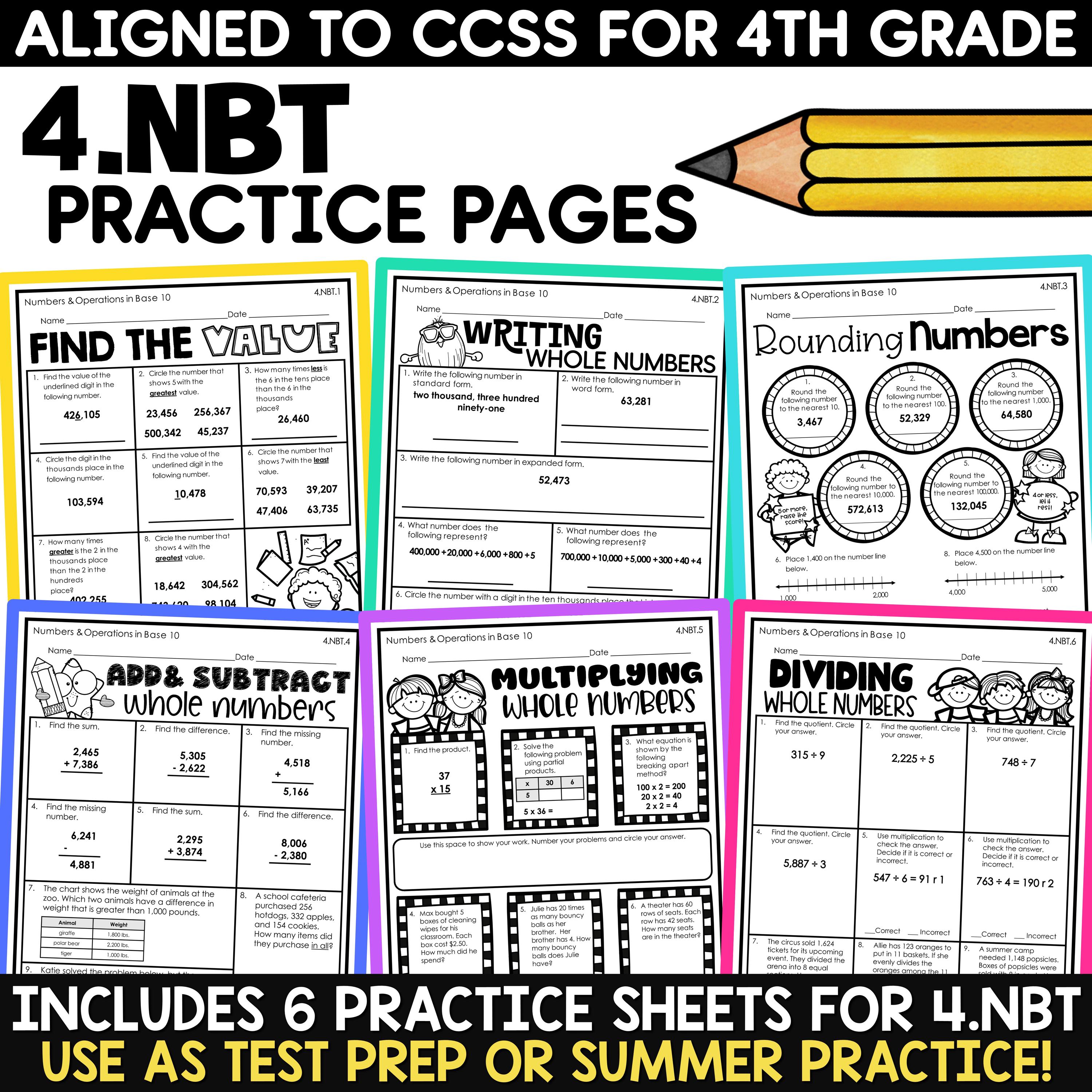 4th Grade Math Review Summer Math Worksheet, 4th Grade Math Printable ...