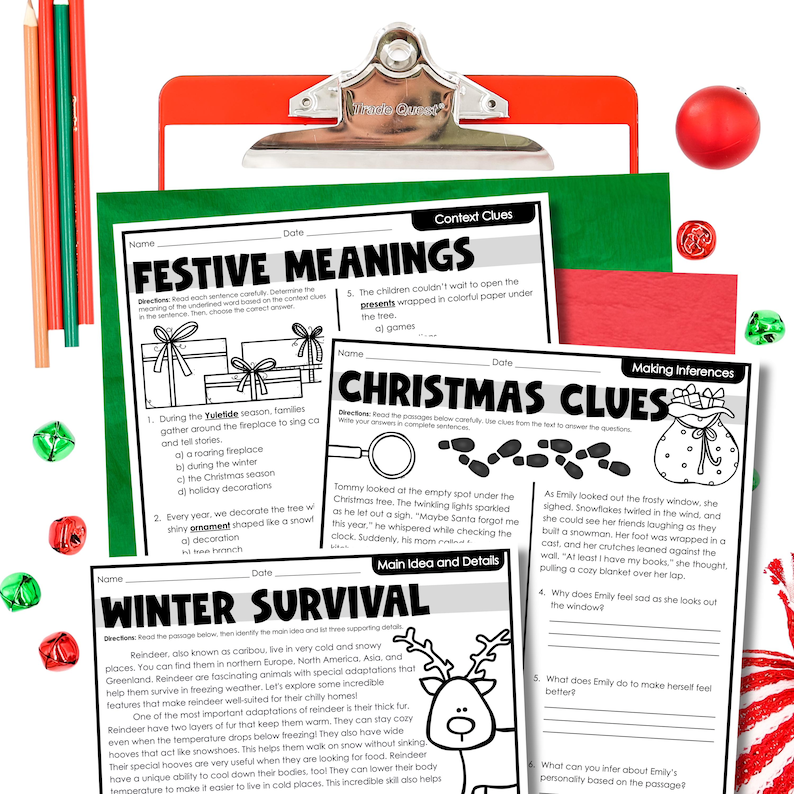 Christmas Reading Activities Worksheets Printables, No Prep Activities ...