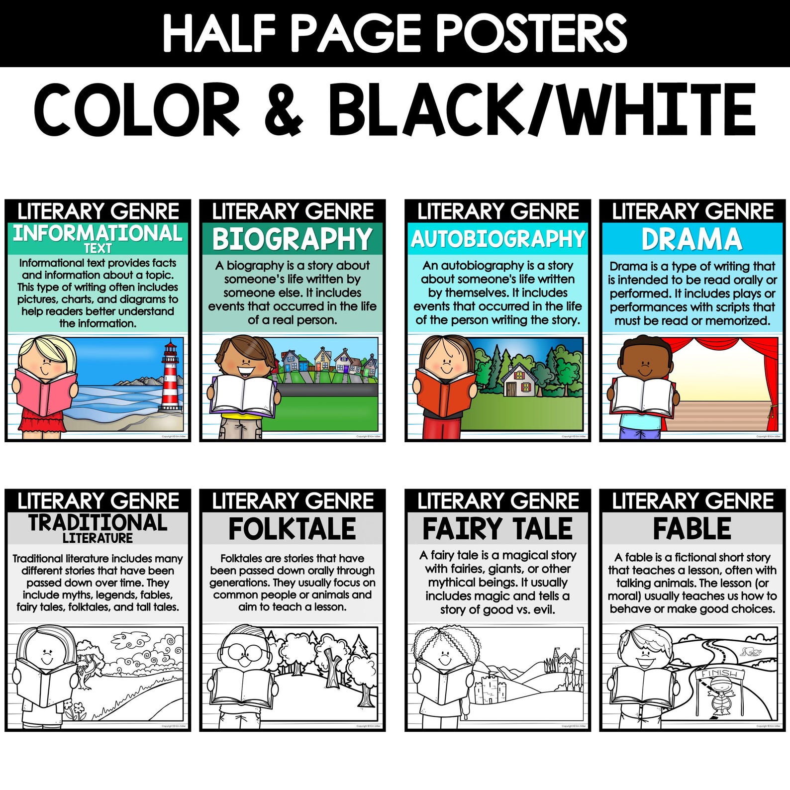 Reading Genre Posters With Classroom Library Labels | Genre Posters ...