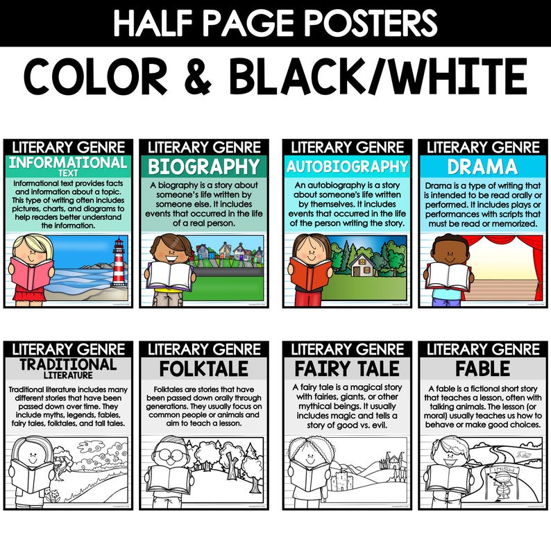 Reading Genre Posters With Classroom Library Labels | Genre Posters ...