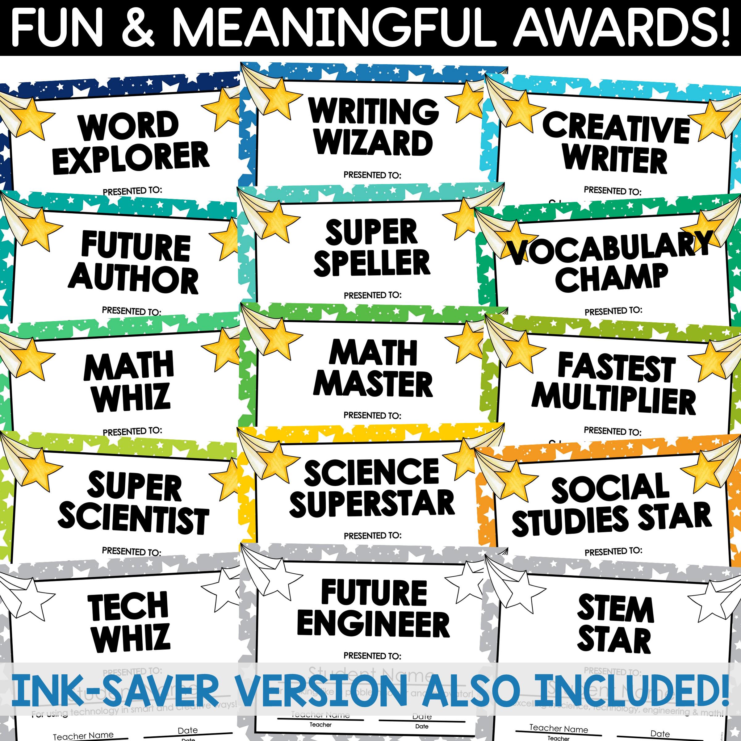 End of Year Awards Ceremony, Editable Superlative Awards for Teachers ...