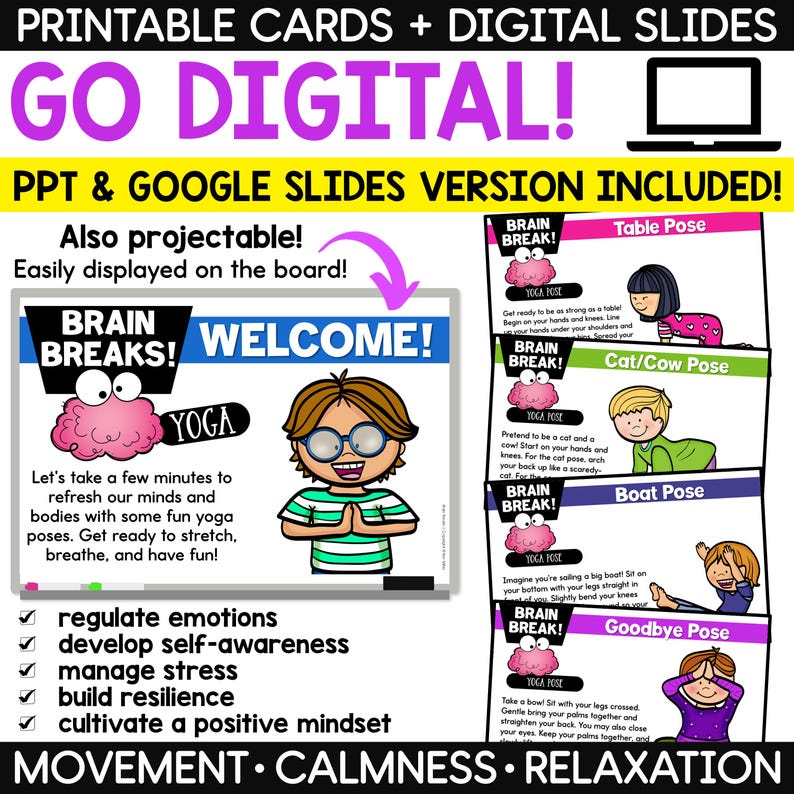Mindfulness Activities for Kids | Kids Yoga Pose Cards | Brain Breaks ...